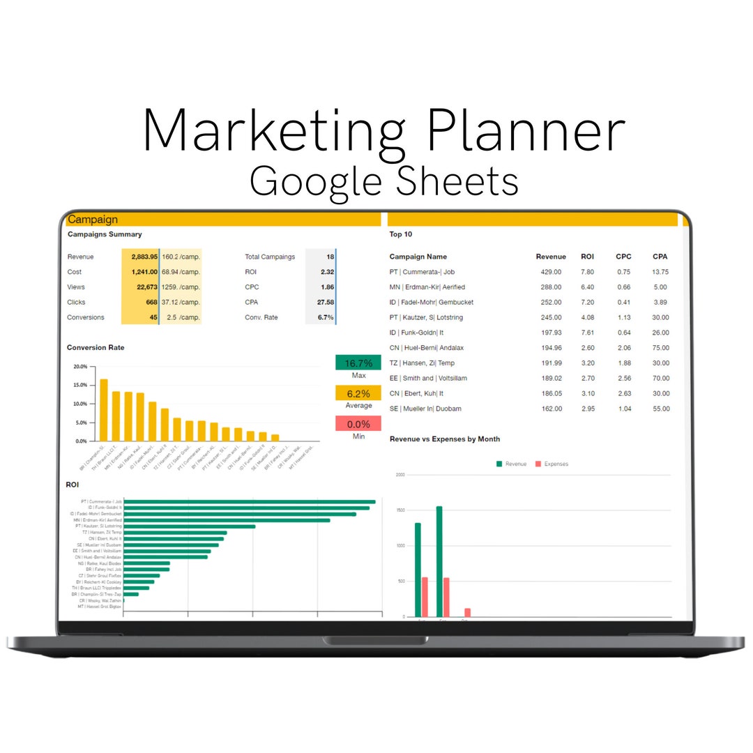 Marketing Campaign Planner | Google Sheets | Digital Marketing Tracker ...