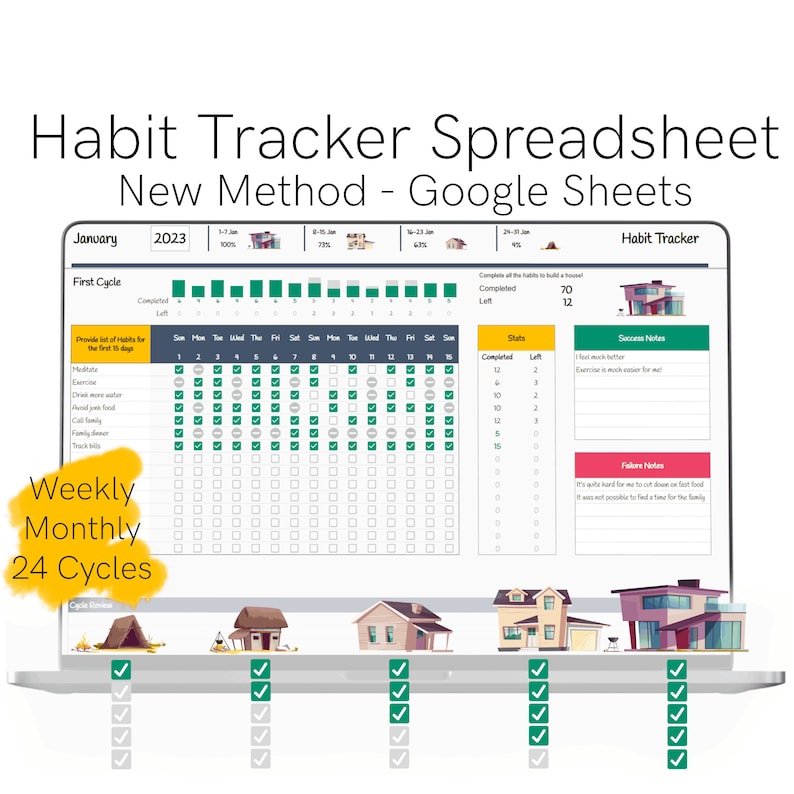 Modern Habit Tracker | Google Sheets | Monthly Weekly | Printable ...
