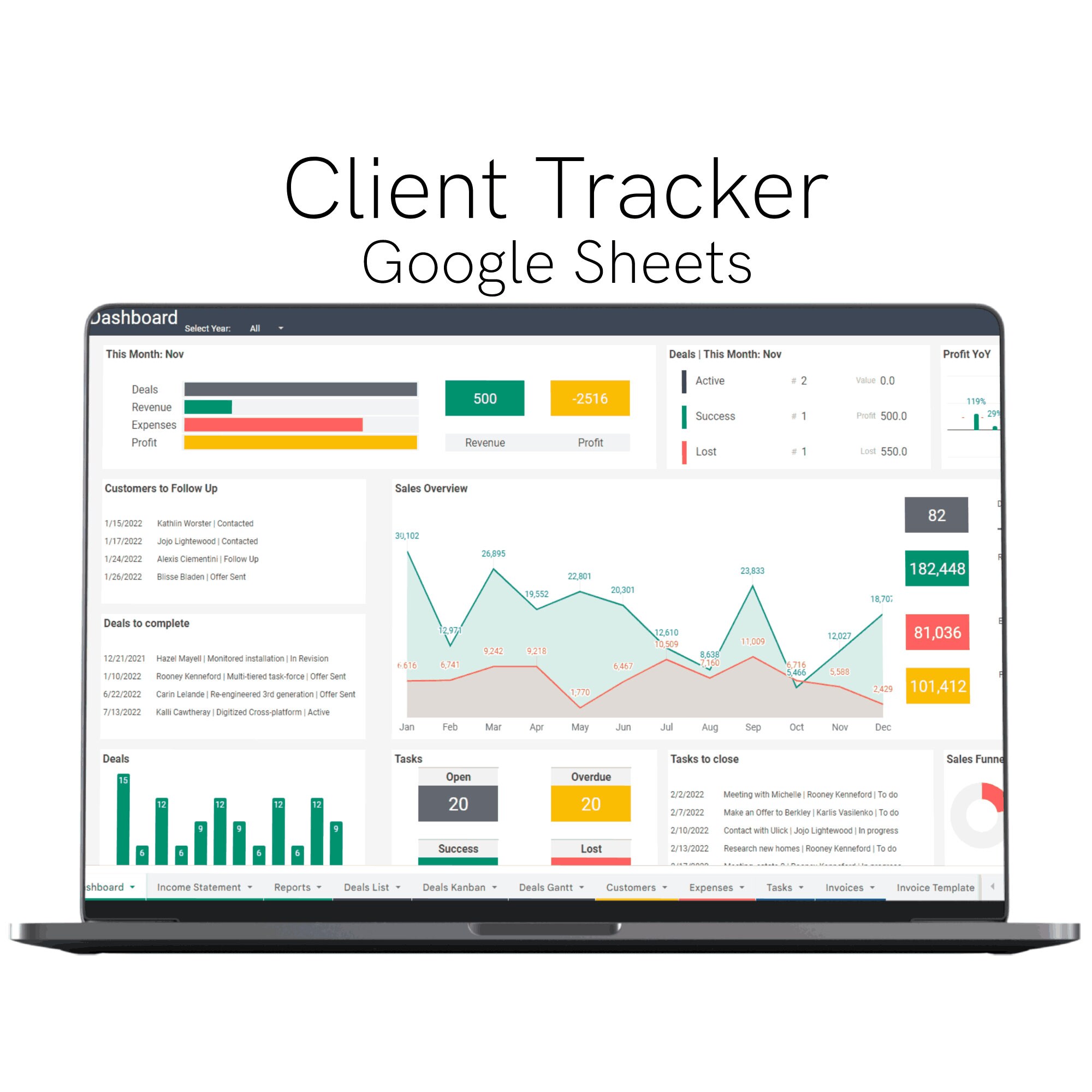 Client Tracker in Google Sheets, Order Tracker, Small Business CRM ...