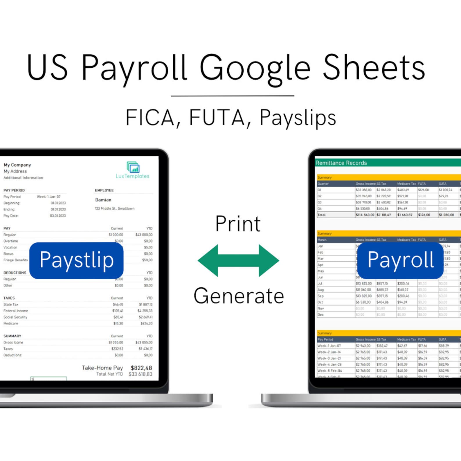 2025 Payroll Template: US Taxes, Paystubs (google Sheets), Weekly, Bi ...