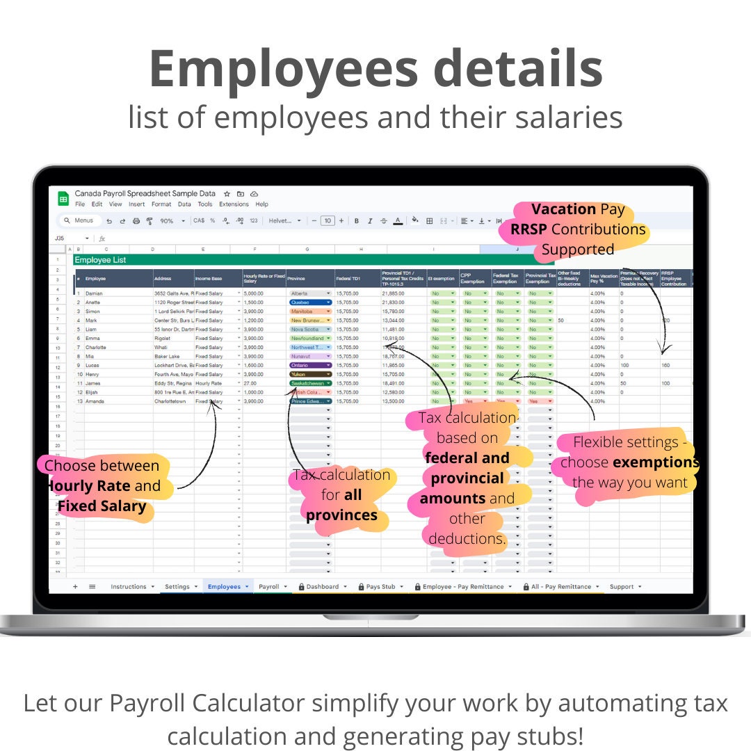 2026 + 2025 Canada Payroll Spreadsheet: CRA/RQ Compliant (excel & Google Sheets), Automated Tax ...