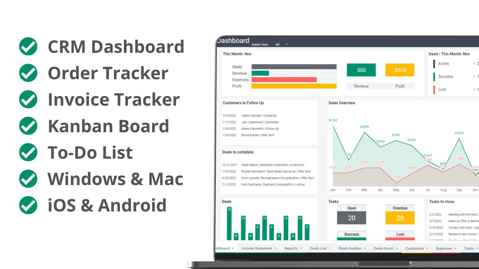 Client Tracker in Google Sheets, Order Tracker, Small Business CRM ...