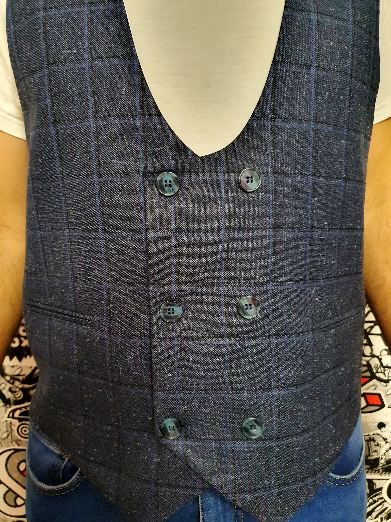 Double Breasted Vest Men Waistcoat Men Navy Blue Vest Mens - Etsy