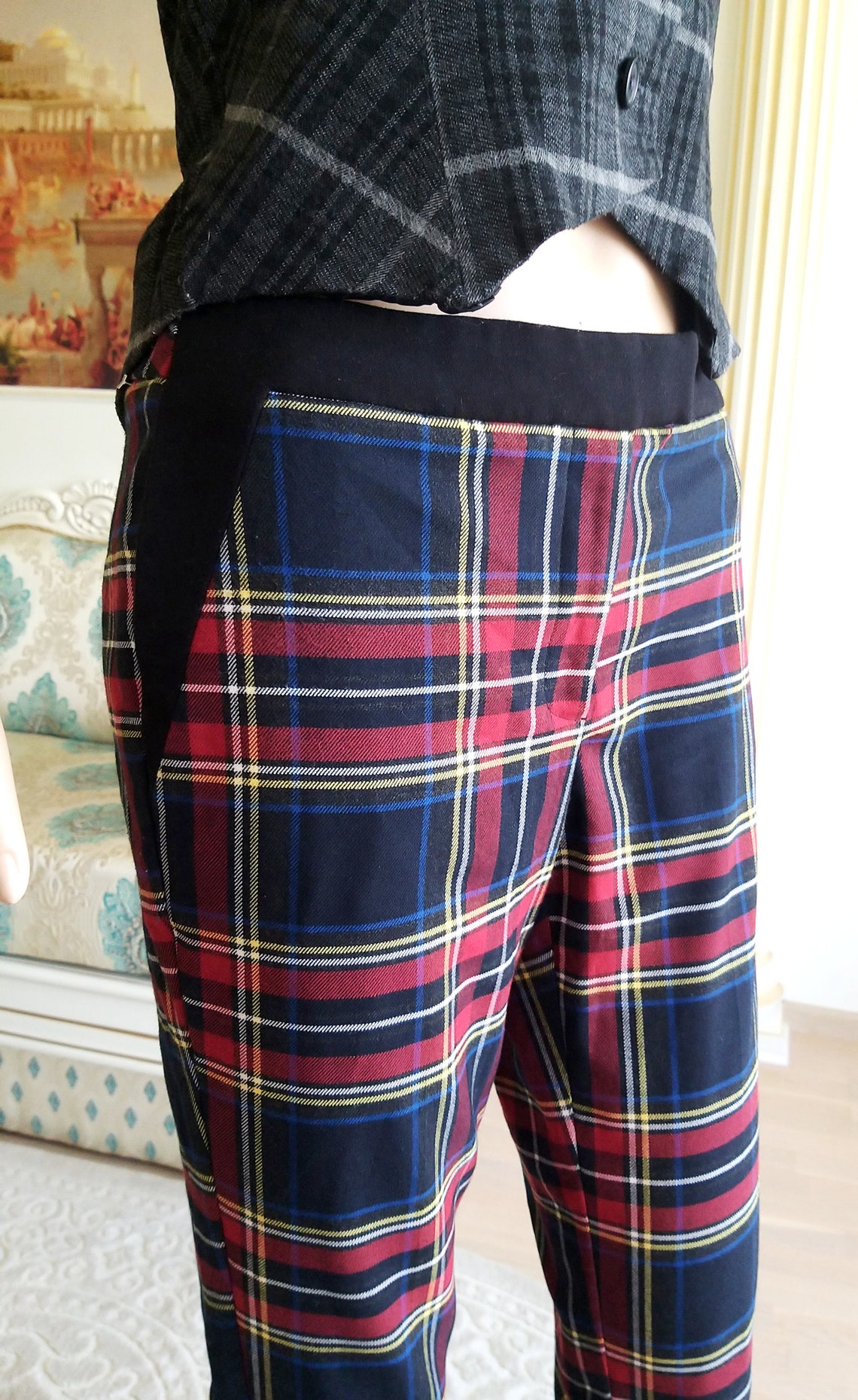 Checkered Pants RED Plaid Pants Womens Plaid Pants Retro Pants - Etsy