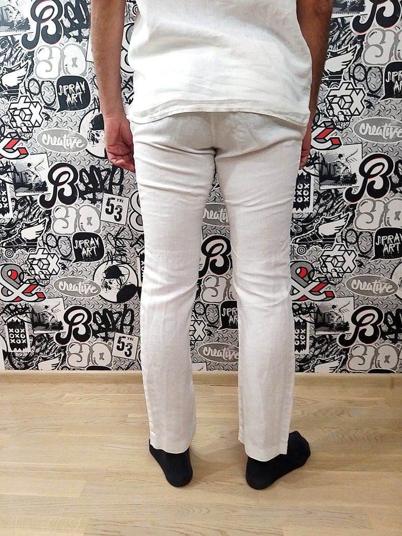 Mens White Pants Retro Pants White Linen Pants Chino Pants - Etsy