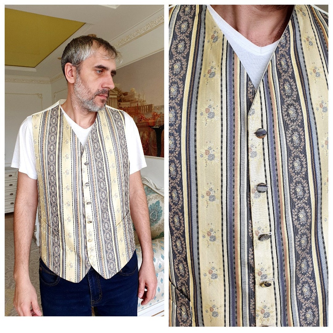 Father Gift Vest Mens Striped Vest Wedding Vest Suit Vest XL Festival ...