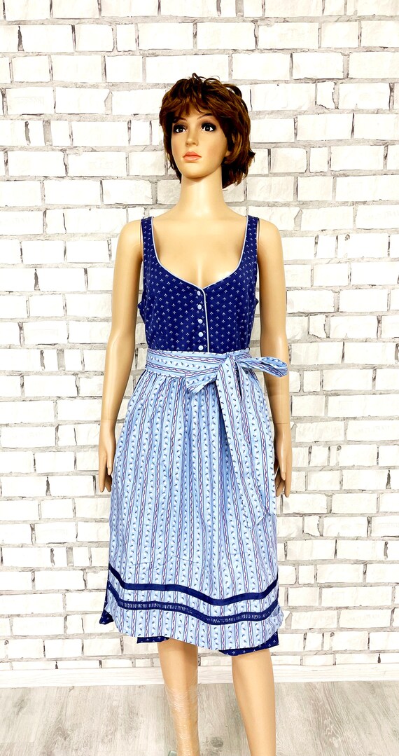Blue floral Dirndl Dress M Oktoberfest Clothing bava… - Gem