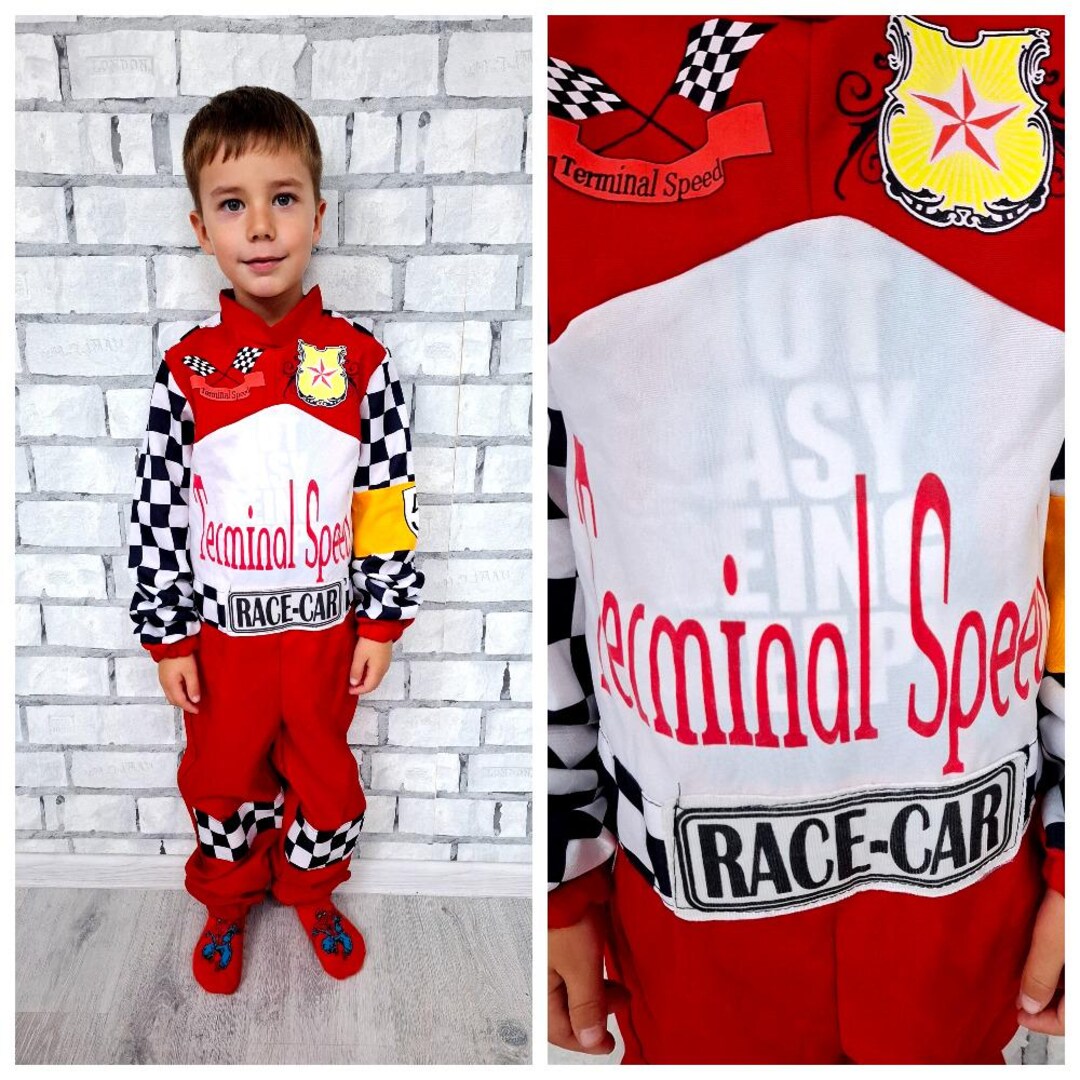 8-9 Years Kids Racing Coverall Formula 1 Racing Costume Halloween ...