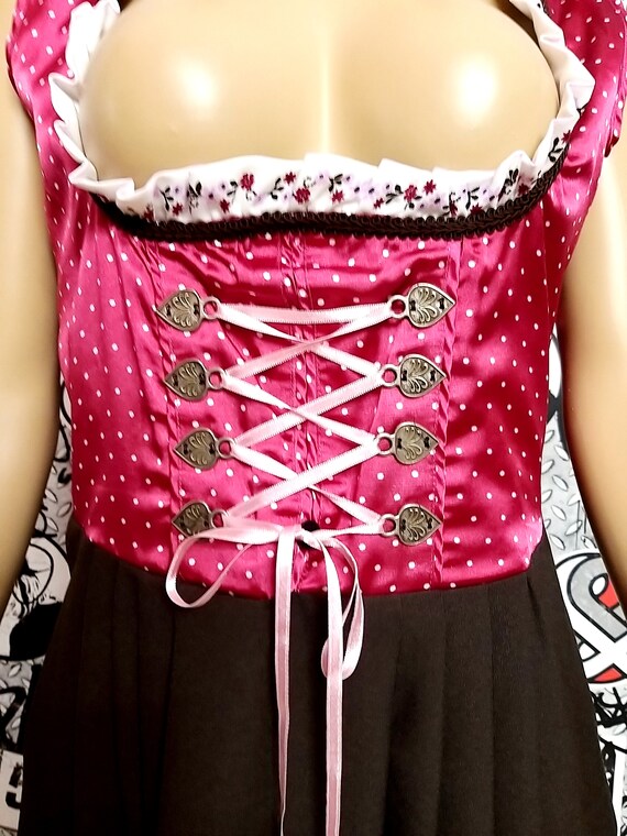 Brown pink polka dot Dirndl Dress Oktoberfest Clothin… - Gem