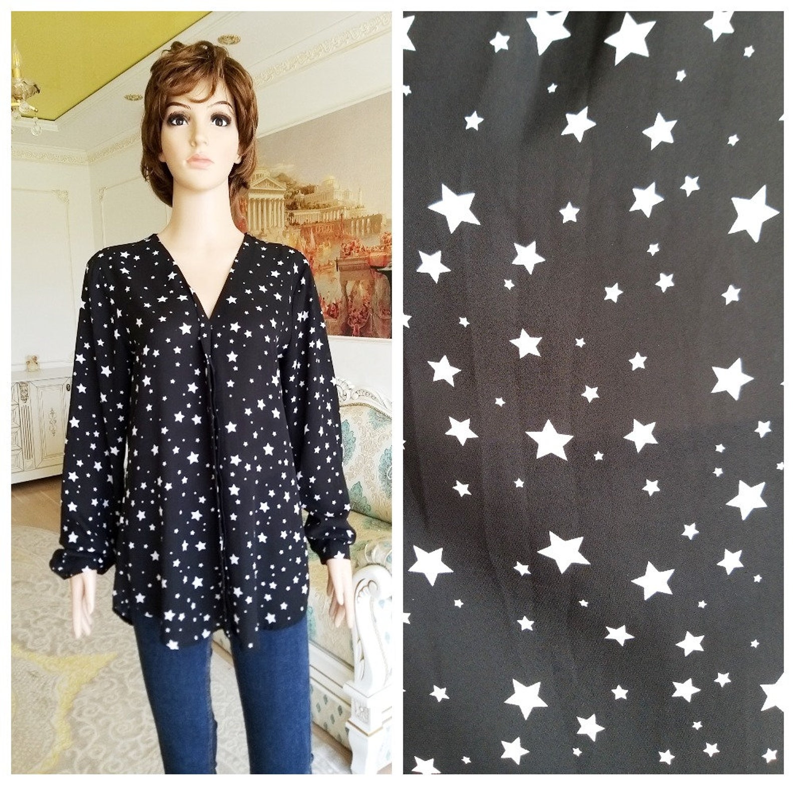 Celestial Blouse Star Clothing Star Shirt Star Blouse Black - Etsy