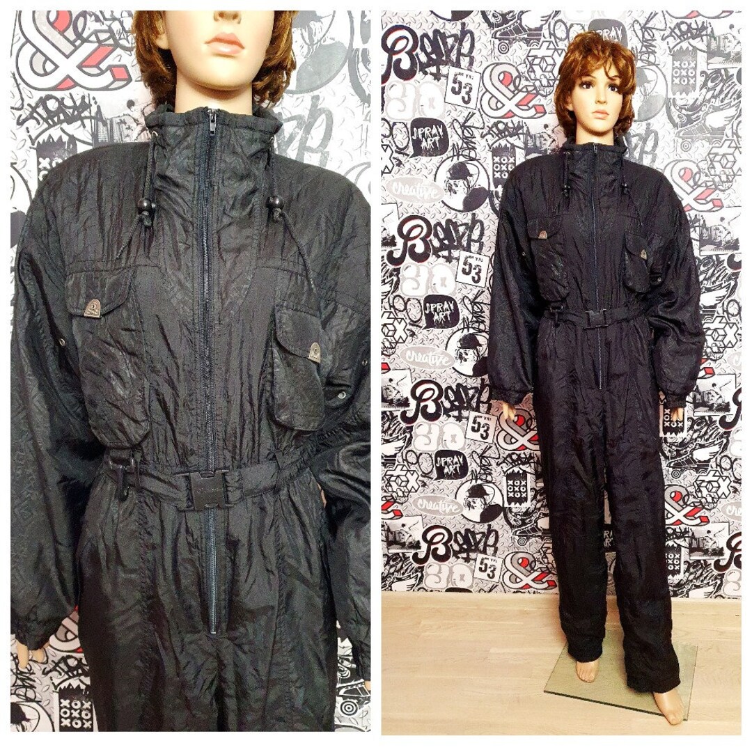 Ski Clothing Vintage Ski Suit 90s Ski Suit Black Ski Suit Vintage Retro ...