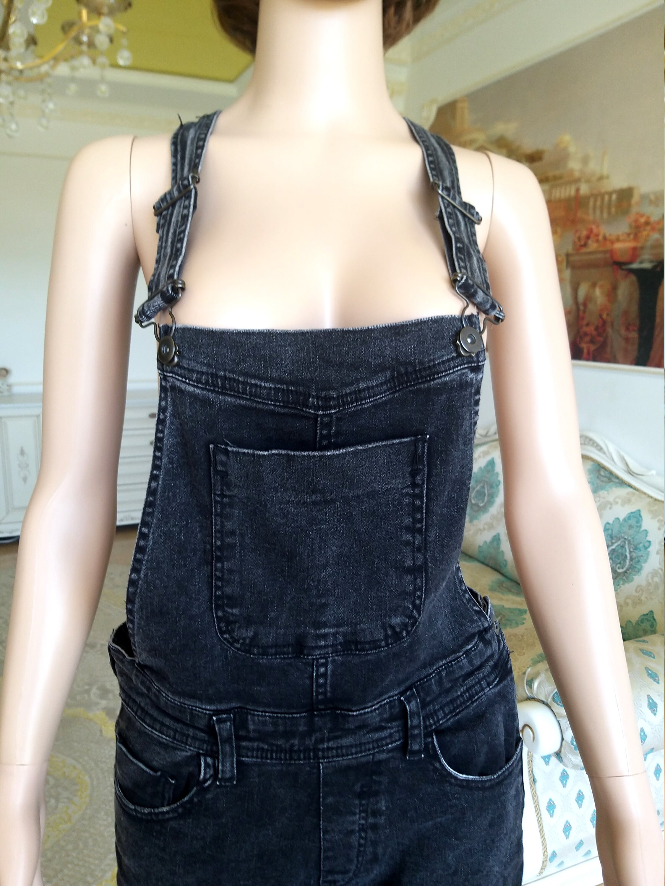 Black Denim Overall Denim Jumpsuit Jean Jumpsuit Black Overall | Etsy
