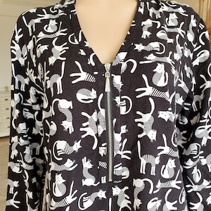 Cat Shirt Cat Top Cat Print Top L Animal Print Top Animal Blouse Black ...