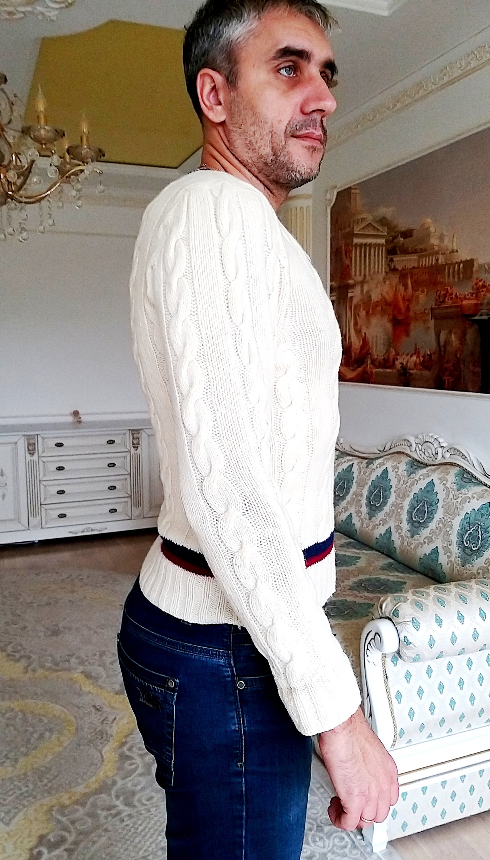 Mens Sweater White Sweater Mens Jumper Mens Pullover Winter - Etsy