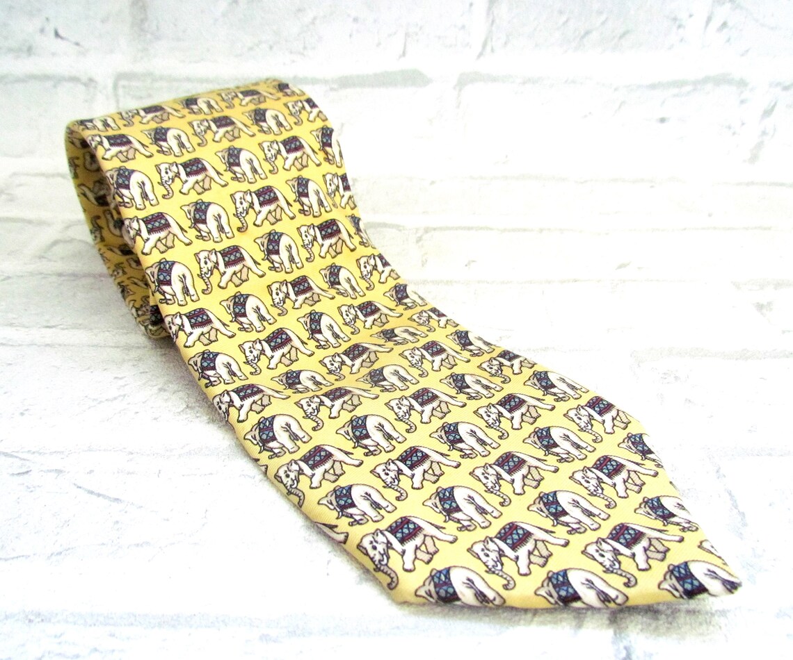 Silk Tie Silk Necktie Animal Print Animal Necktie Elephant Print Tie ...