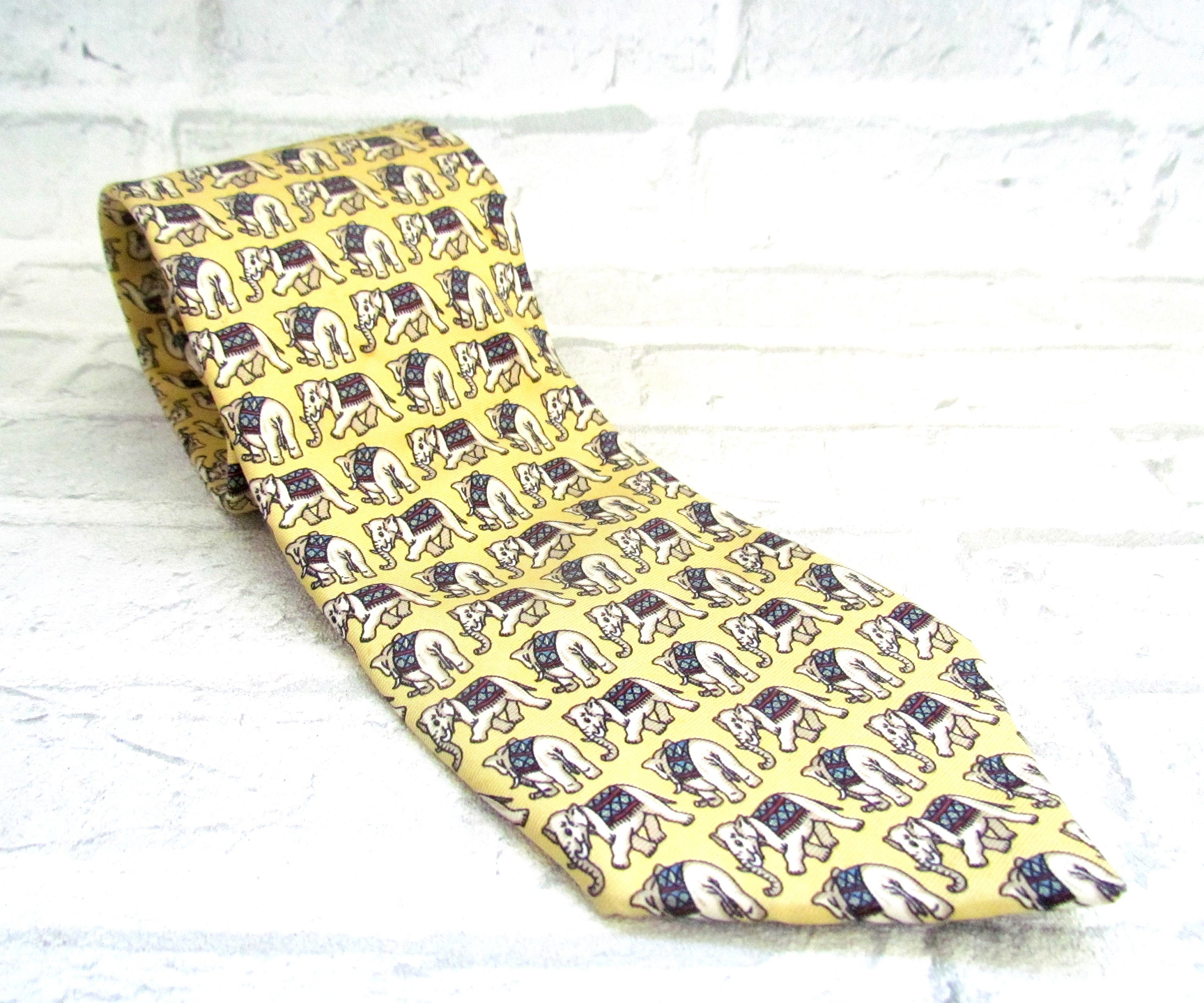 Silk Tie Silk Necktie Animal Print Animal Necktie Elephant - Etsy UK