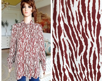 Print Zebra Pattern V Neck Long Sleeve Blouse - Etsy