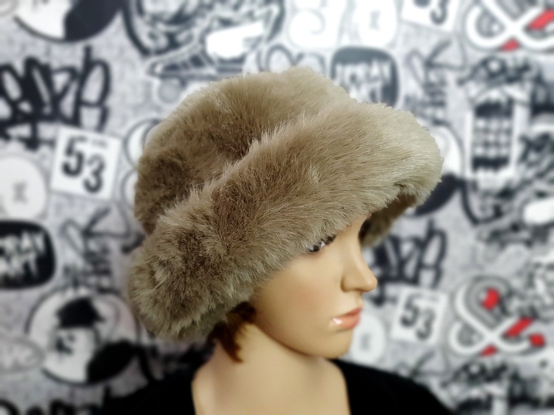 Retro Hat Bucket Hat Women Accessories Faux Fur Hat Women Hat Beige Hat ...