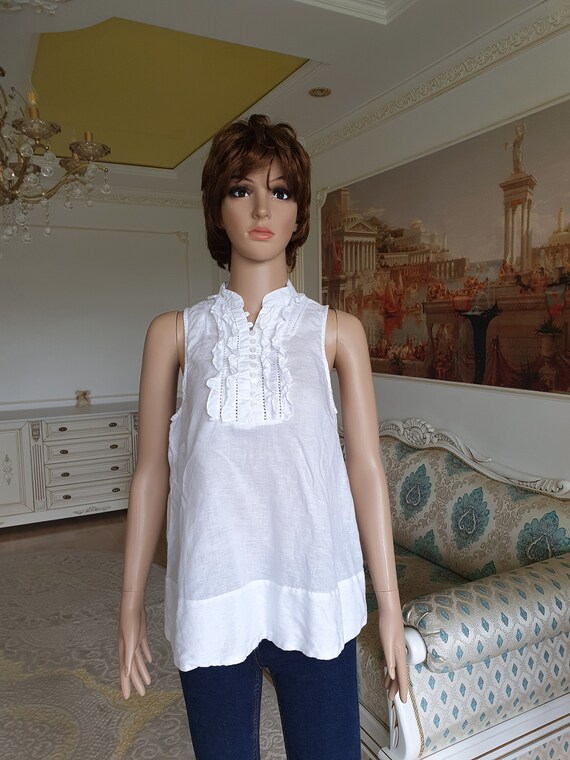 white top Linen Shirt swing top Linen Clothing women … - Gem