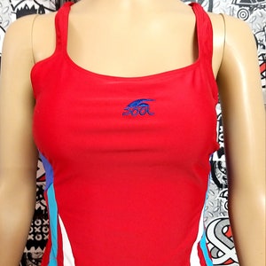 Women Swimwear Vintage abstract swimsuits 90s red Swimsuit | Etsy