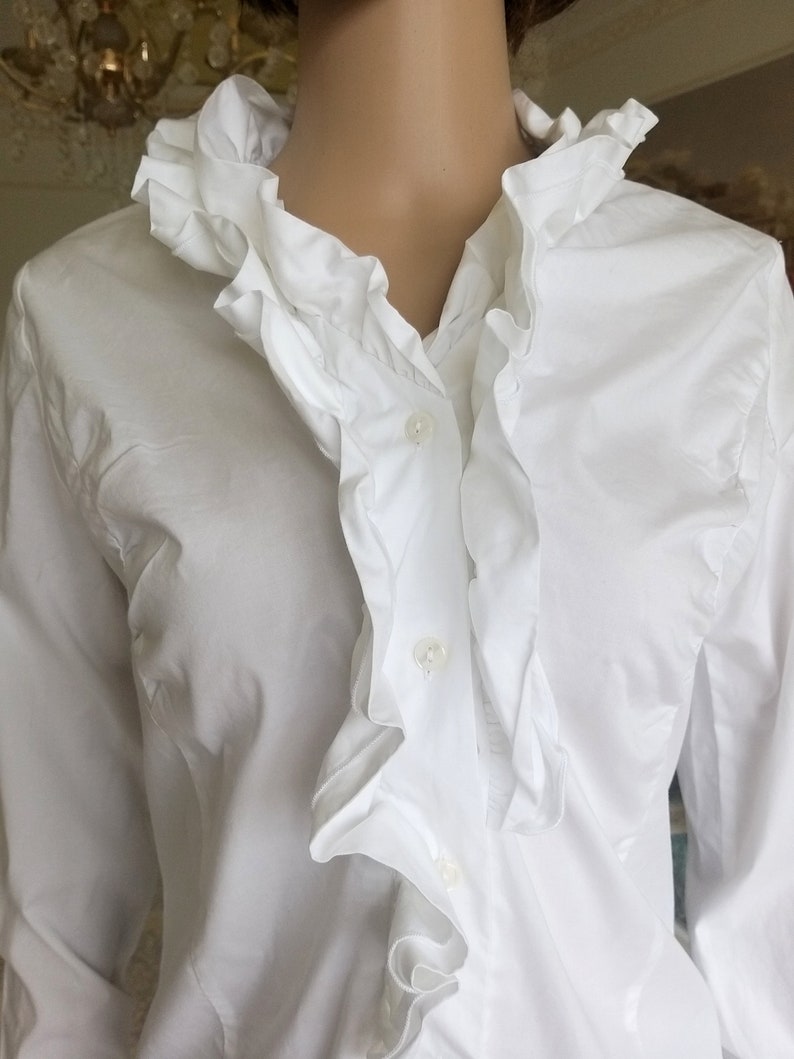 White Ruffle shirt boho shirt womens shirt Ruffle blouse white | Etsy