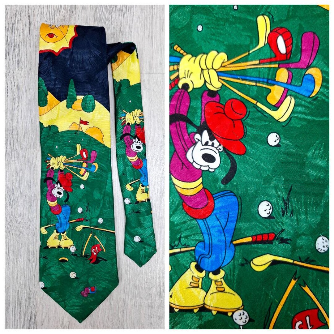 Vintage Italy Goofy Print Tie Cartoon Tie Novelty Green Tie Unlimited ...