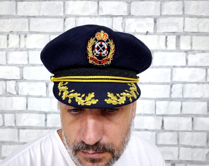 Goth Punk Black Military Hat With Patches,studs 56,57,58,59,60cm - Etsy ...