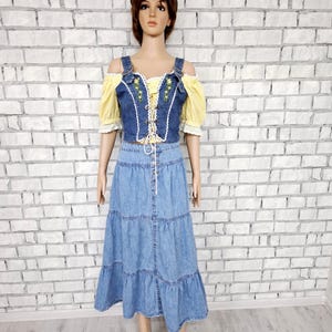 Denim Dirndl Top Denim Top L Dirndl Blouse Folk Blouse Festival Top ...