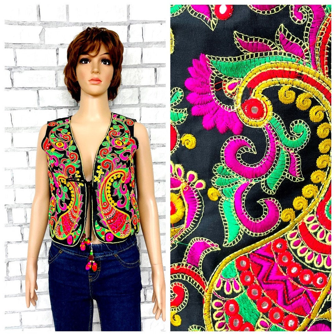Festival Vest M Mexican Vest Embroidery Vest Women Vest Boho Vest ...