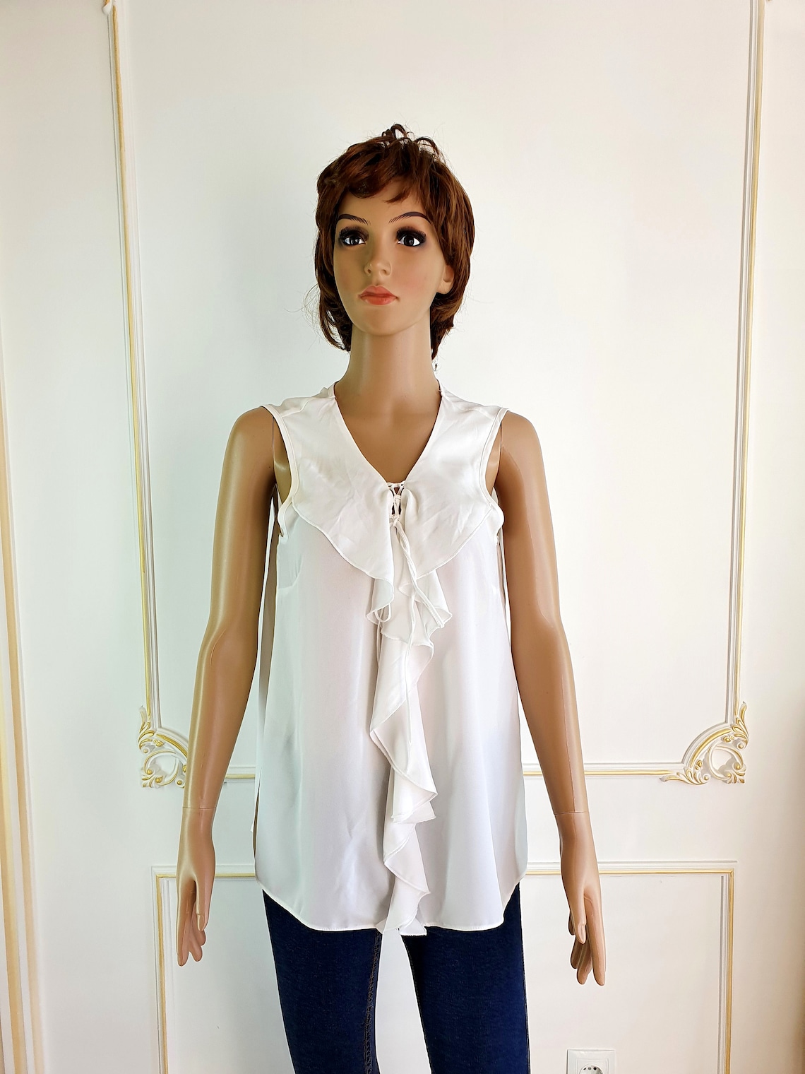 White Ruffle Shirt Boho Shirt Womens Shirt Ruffle Blouse White - Etsy