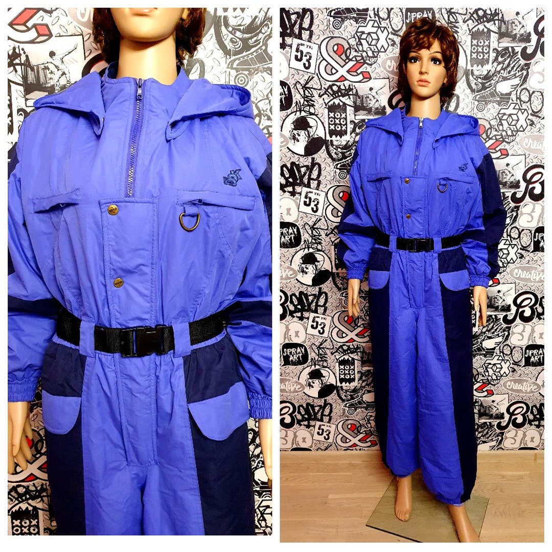 Hooded Ski Suit Purple Ski Suit M Overall Womens Ski Suit Womens ...