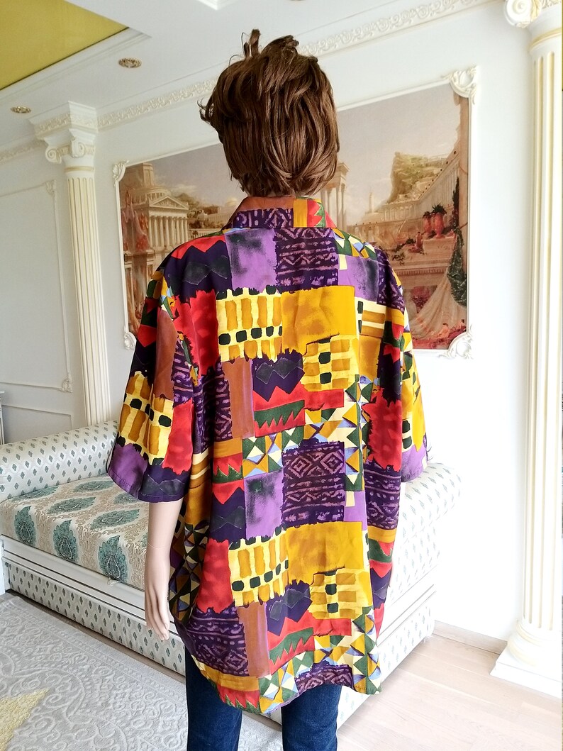 Womens Abstract Blouse 80s Clothing 80s Blouse Abstract Shirt - Etsy