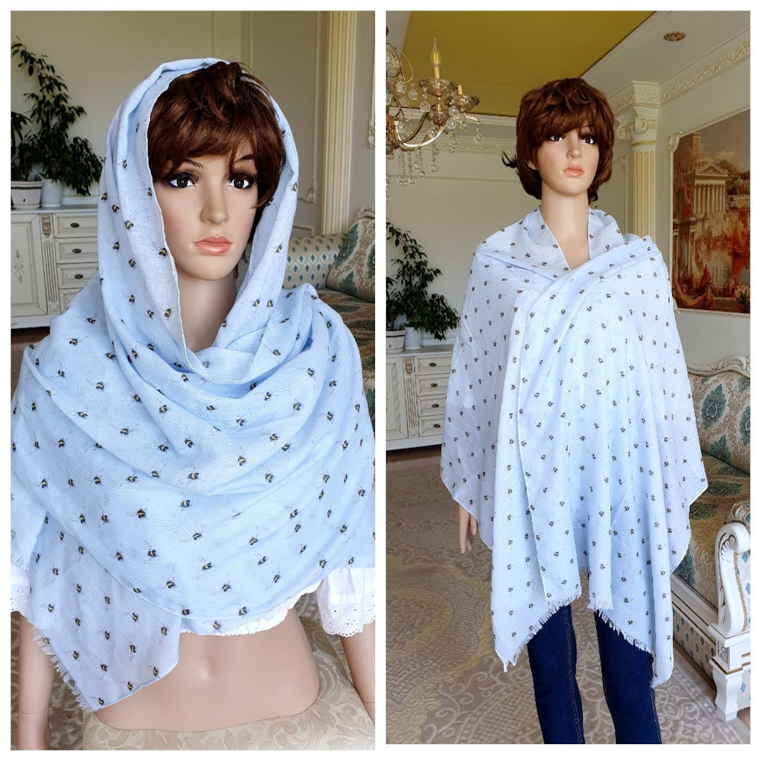 Large Scarf Insect Print Scarf Insect Shawl Bee Print Scarf Womens ...