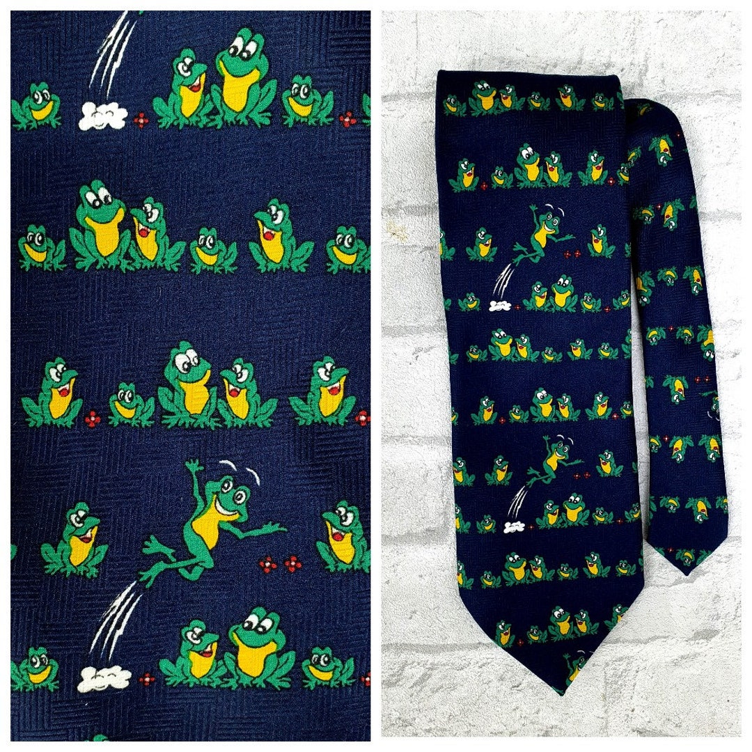Animal Necktie Frog Print Tie Frog Necktie Gift for Him Mens Tie Mens ...