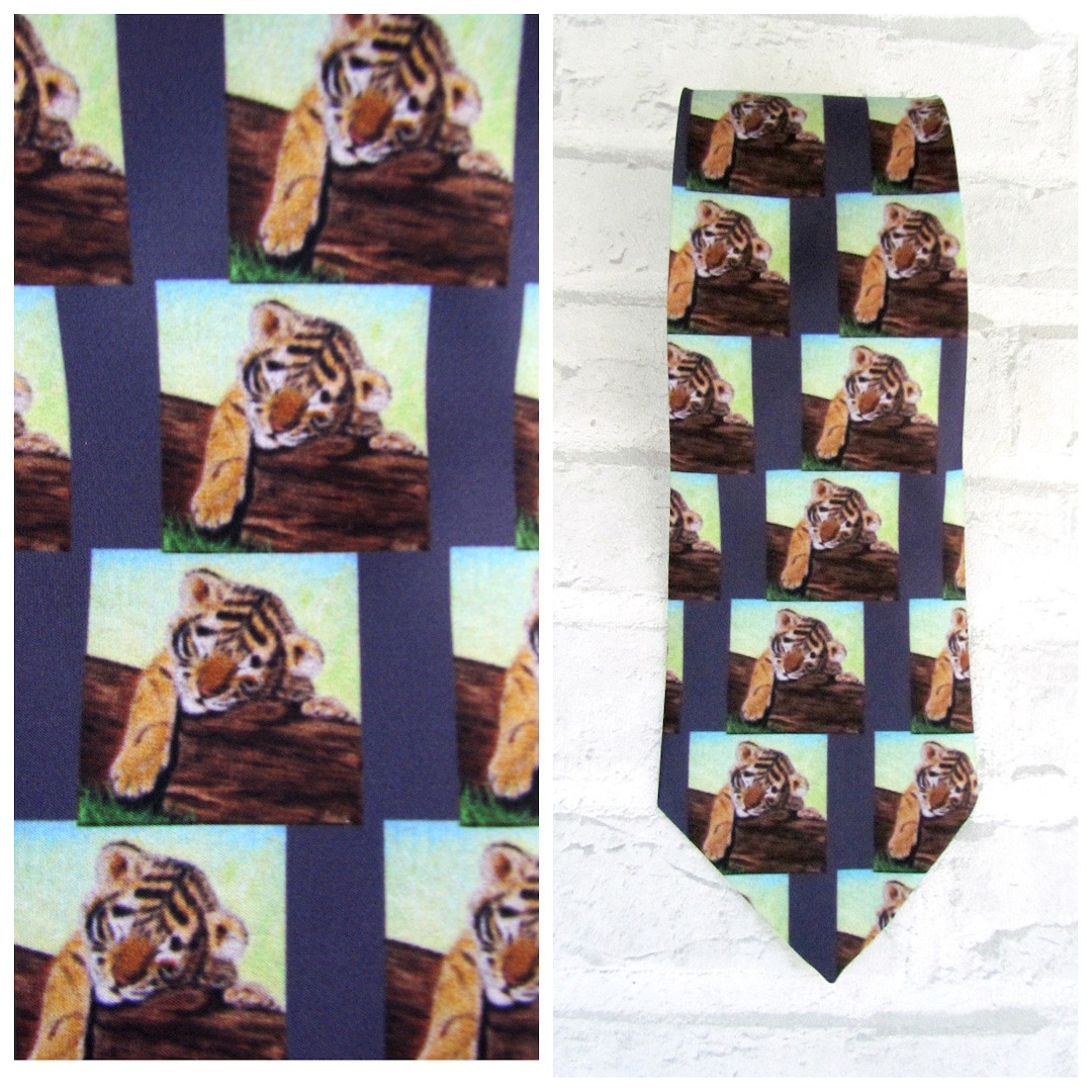 Animal Tie Animal Necktie Tiger Print Tie Vintage Mens Necktie Mens Tie ...