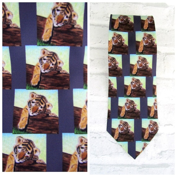 Animal Tie Animal Necktie Tiger Print Tie Vintage Mens Necktie | Etsy