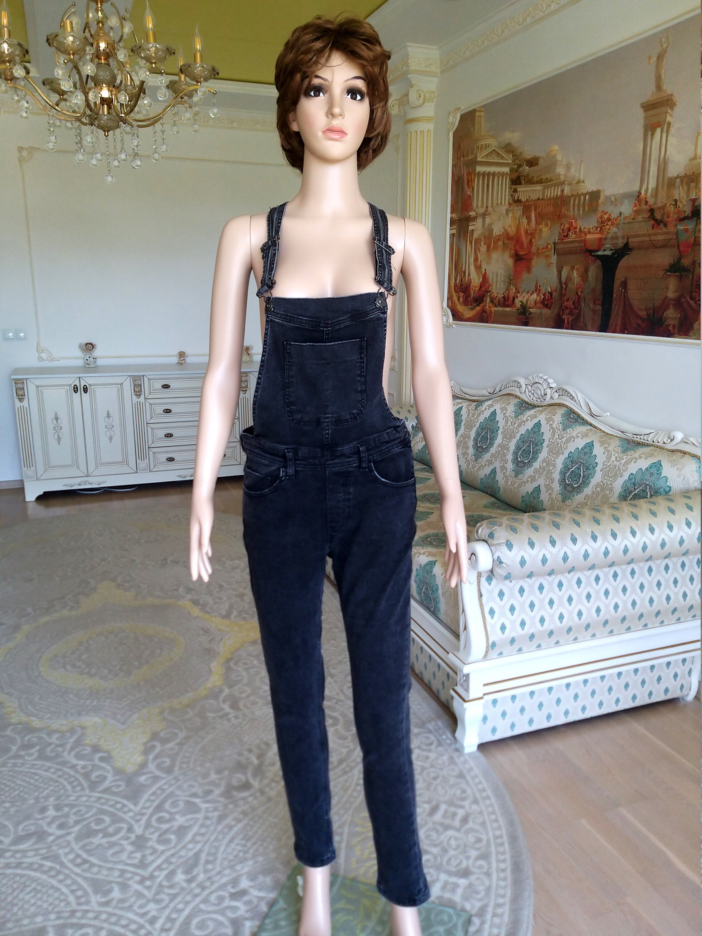 Black Denim Overall Denim Jumpsuit Jean Jumpsuit Black Overall | Etsy