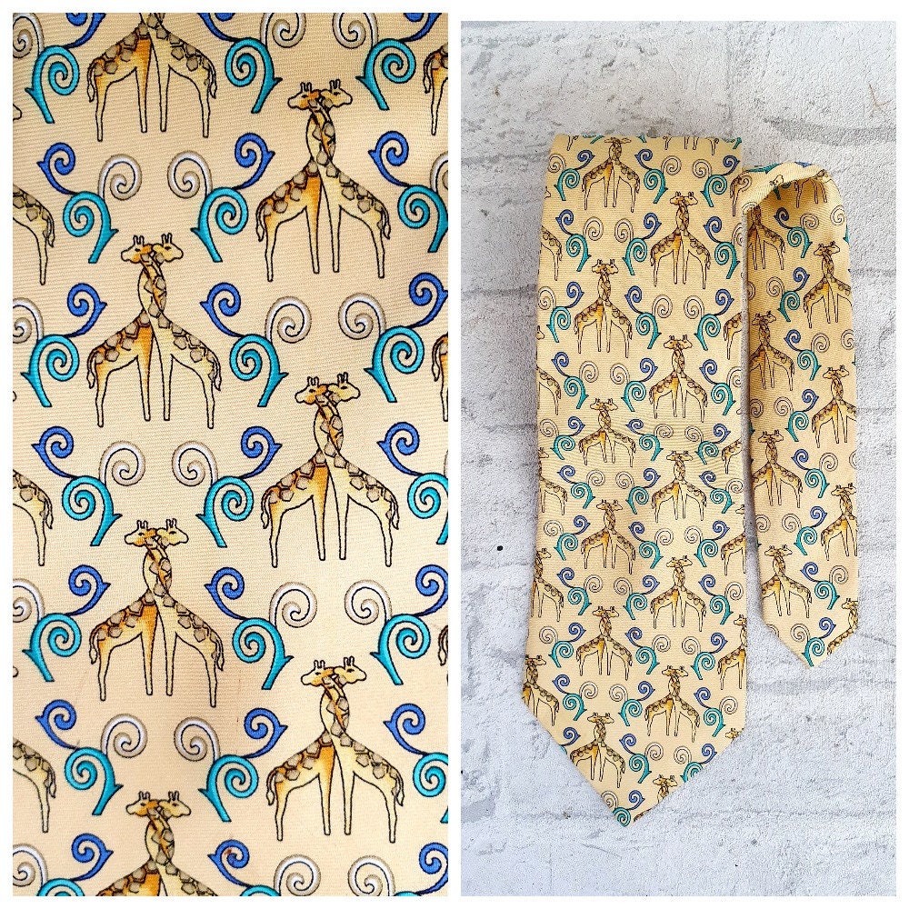 Silk Tie Silk Necktie Animal Print Animal Necktie Giraffe | Etsy