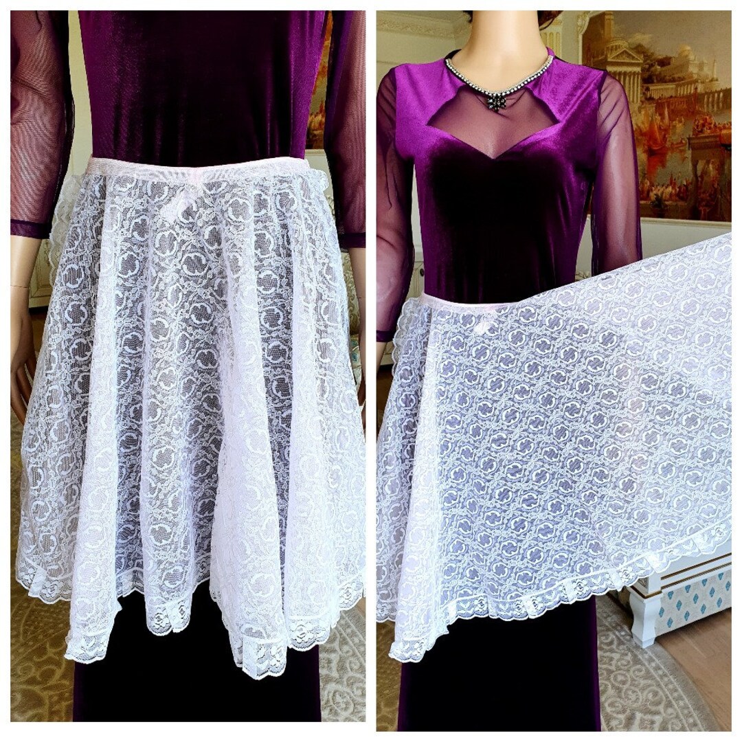 Light Pink Half Apron Sheer Apron Pinafore Uniform Light Pink Lace ...