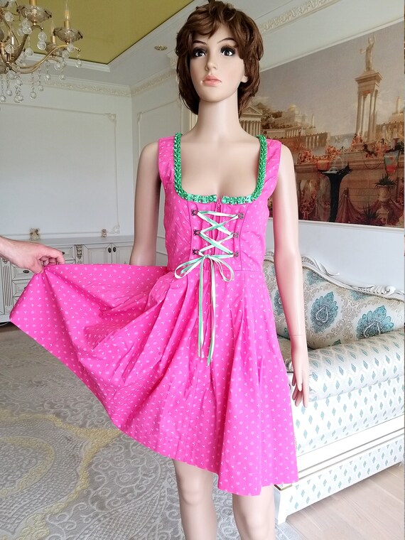pink floral Dirndl Dress Oktoberfest Clothing bavar… - Gem