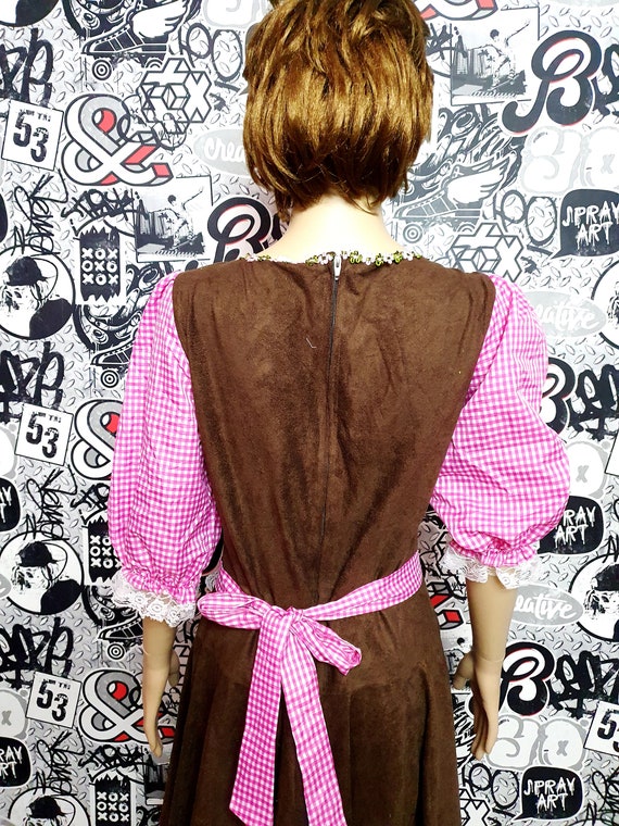 pink Gingham Dirndl Dress Oktoberfest Clothing pink D… - Gem