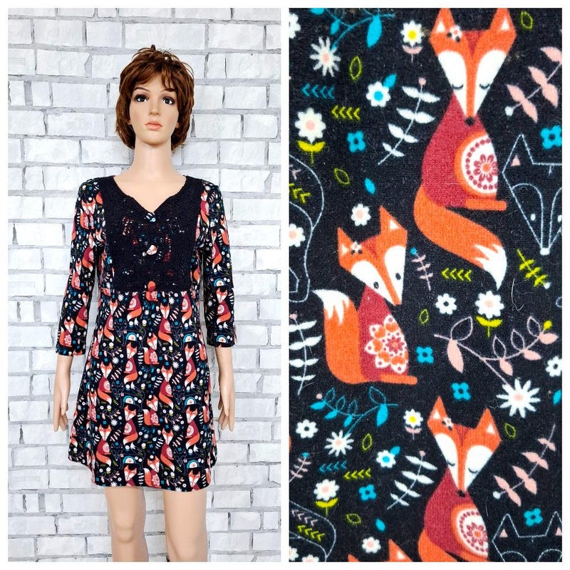 Fox Print Dress - Etsy