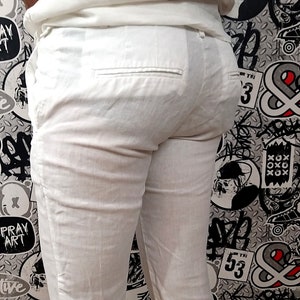 Mens White Pants Retro Pants White Linen Pants Chino Pants Mens Pants ...