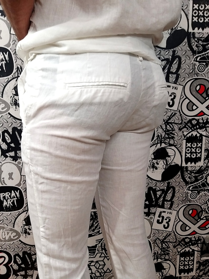 Mens White Pants Retro Pants White Linen Pants Chino Pants - Etsy