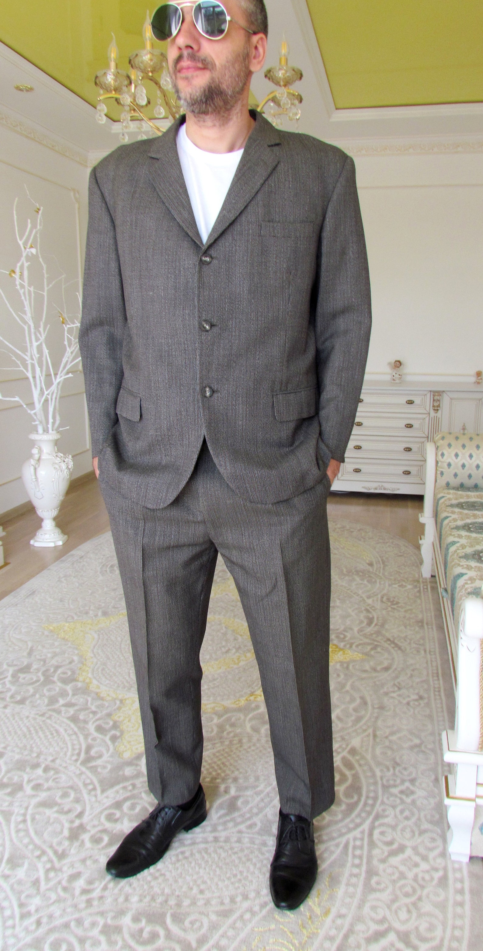 Mens Suit Vintage Gray Mens Suit Retro Suit Two Piece Suit - Etsy