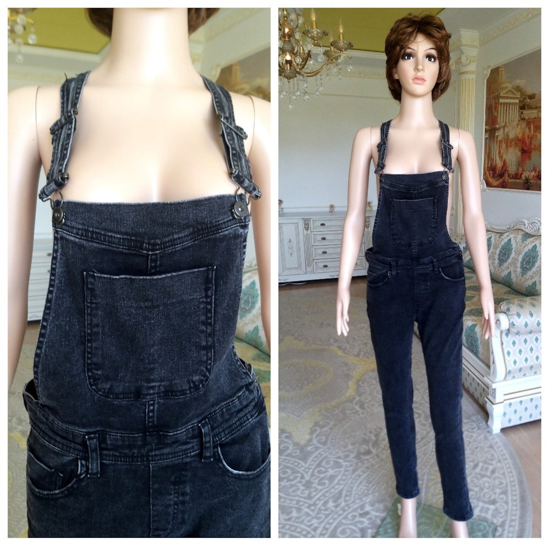 Black Denim Overall Denim Jumpsuit Jean Jumpsuit Black Overall Pants ...