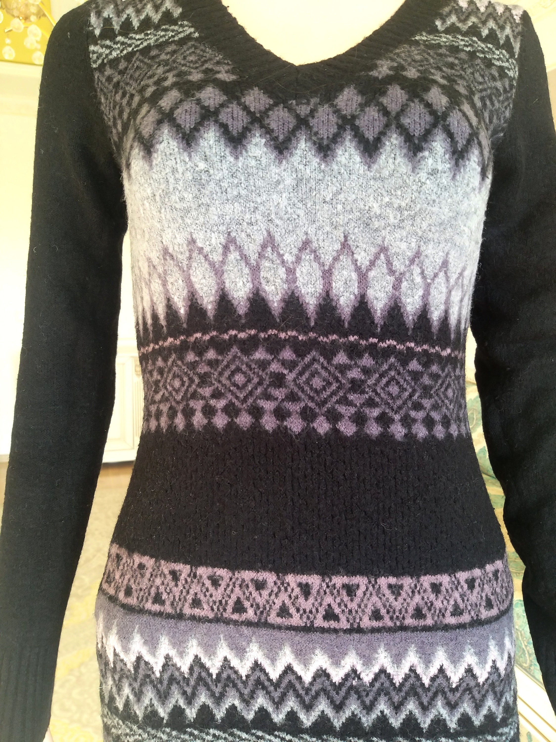 Womens Sweater Abstract Sweater V Sweater Mohair Sweater Black Sweater ...