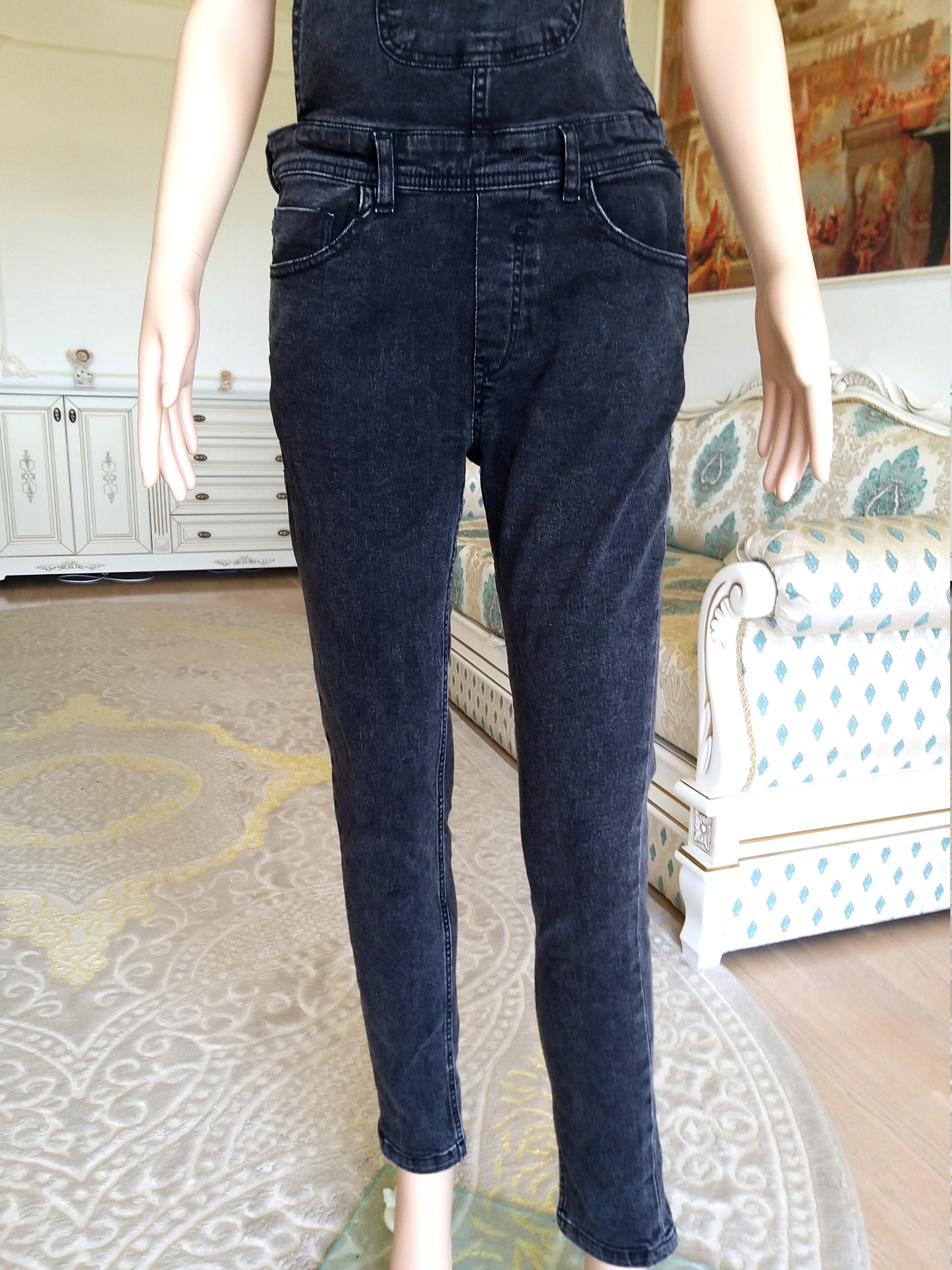Black Denim Overall Denim Jumpsuit Jean Jumpsuit Black Overall | Etsy