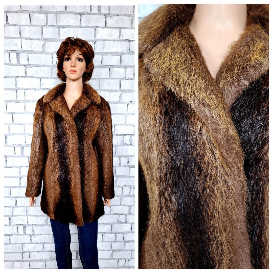 Genuine Fur Coat L Beaver Fur Coat Womens Fur Coat Overcoat 90s Womens ...