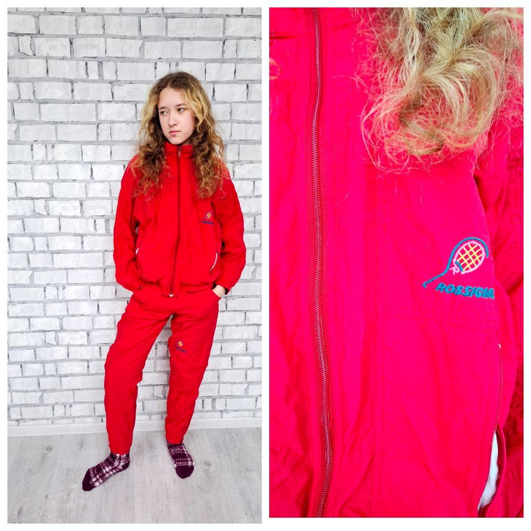 Womens Sport Suit S Vintage Red Track Suit Womens Track Suit 90s Womens ...
